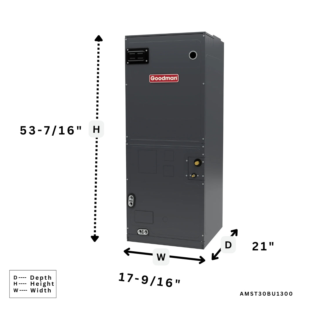 Goodman 2.5 Ton Air Handler AMST30BU1300 9-Speed ECM TXV R-32 ...