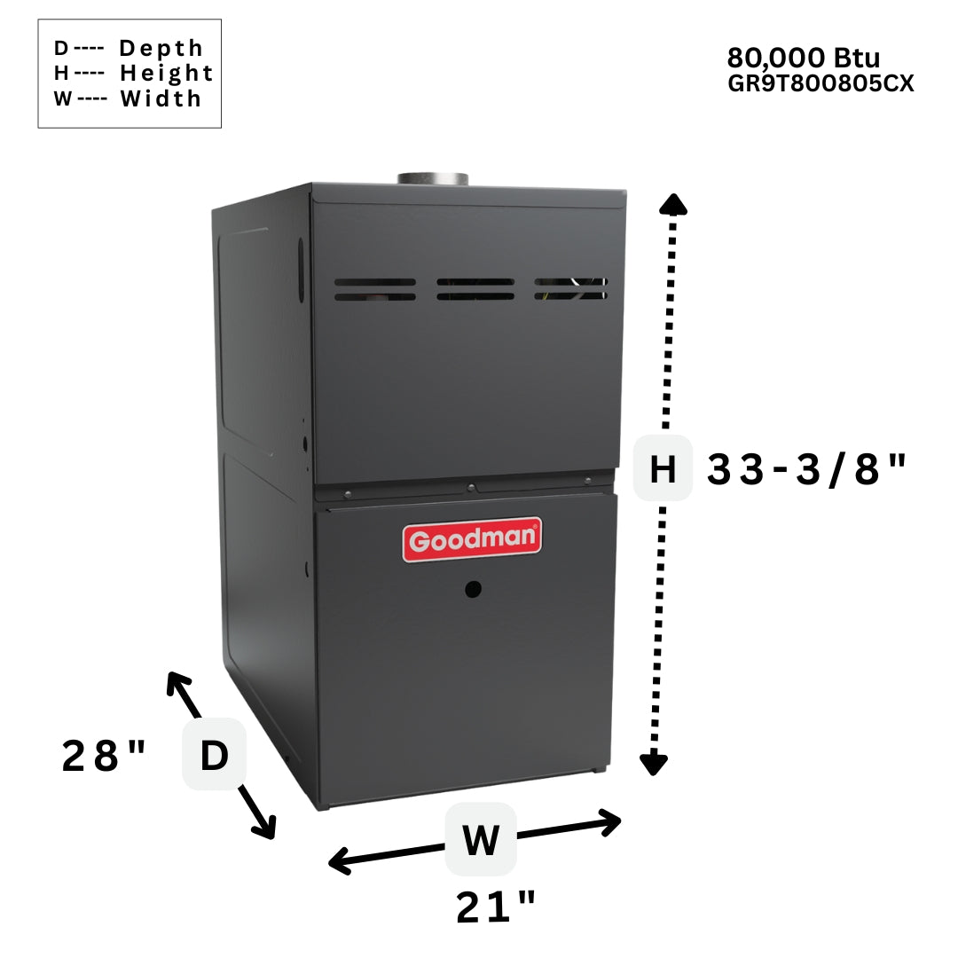 Goodman 5.0 Ton 13.4 SEER2 R32 GLXS3BN6010 GD9S801005CX CHPTA6030D3 ...