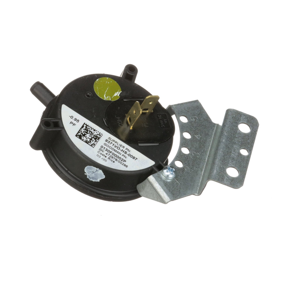 Pressure Switch, Air, 0.95 in wc, 0.25 in Barb, NO, Olive 0130F00002P ...